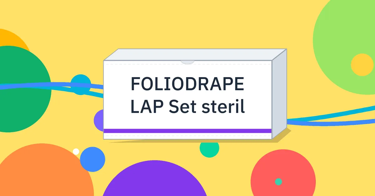Symbolbild: Packung mit der Aufschrift FOLIODRAPE LAP Set steril (PZN 06892399) – Verfügbarkeit und Bezug in Apotheken in Frankfurt am Main