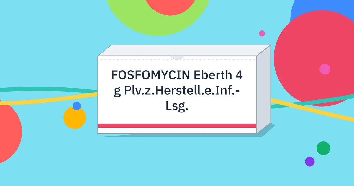 Symbolbild: Packung mit der Aufschrift FOSFOMYCIN Eberth 4 g Plv.z.Herstell.e.Inf.-Lsg. (PZN 18167568) – Verfügbarkeit und Bezug in Apotheken in Frankfurt am Main