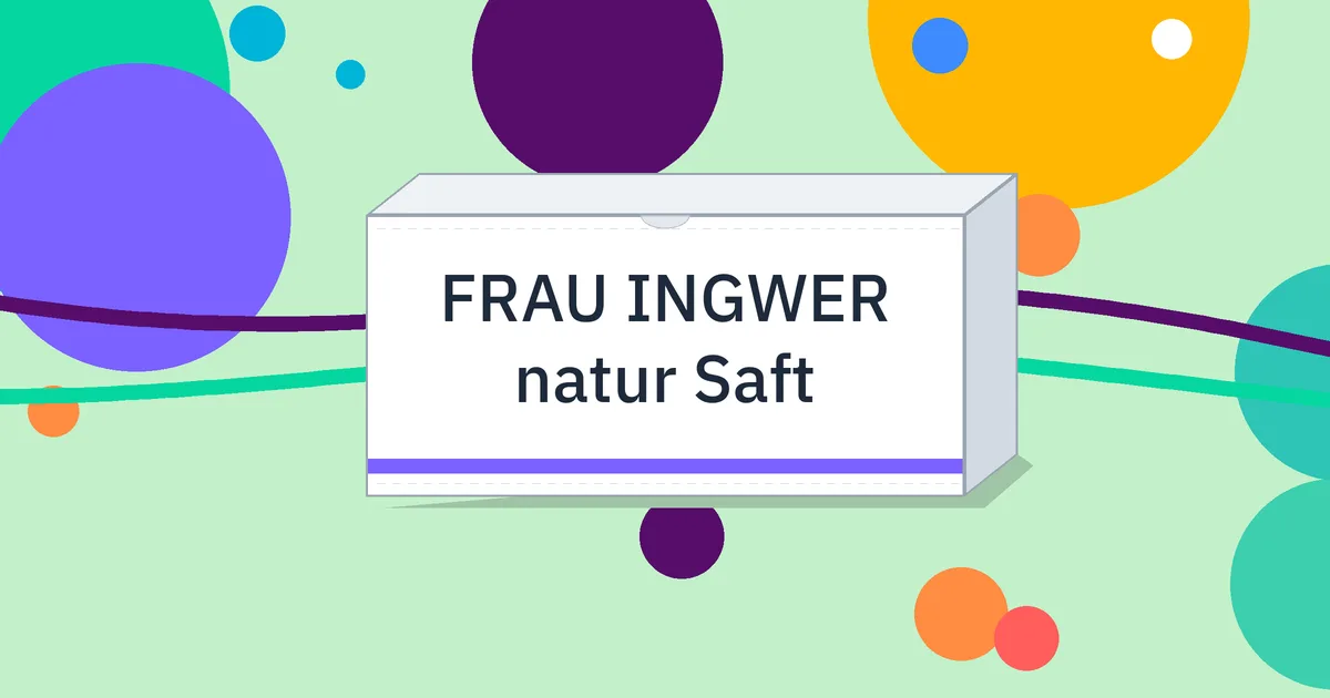 Symbolbild: Packung mit der Aufschrift FRAU INGWER natur Saft (PZN 18718488) – Verfügbarkeit und Bezug in Apotheken in Frankfurt am Main