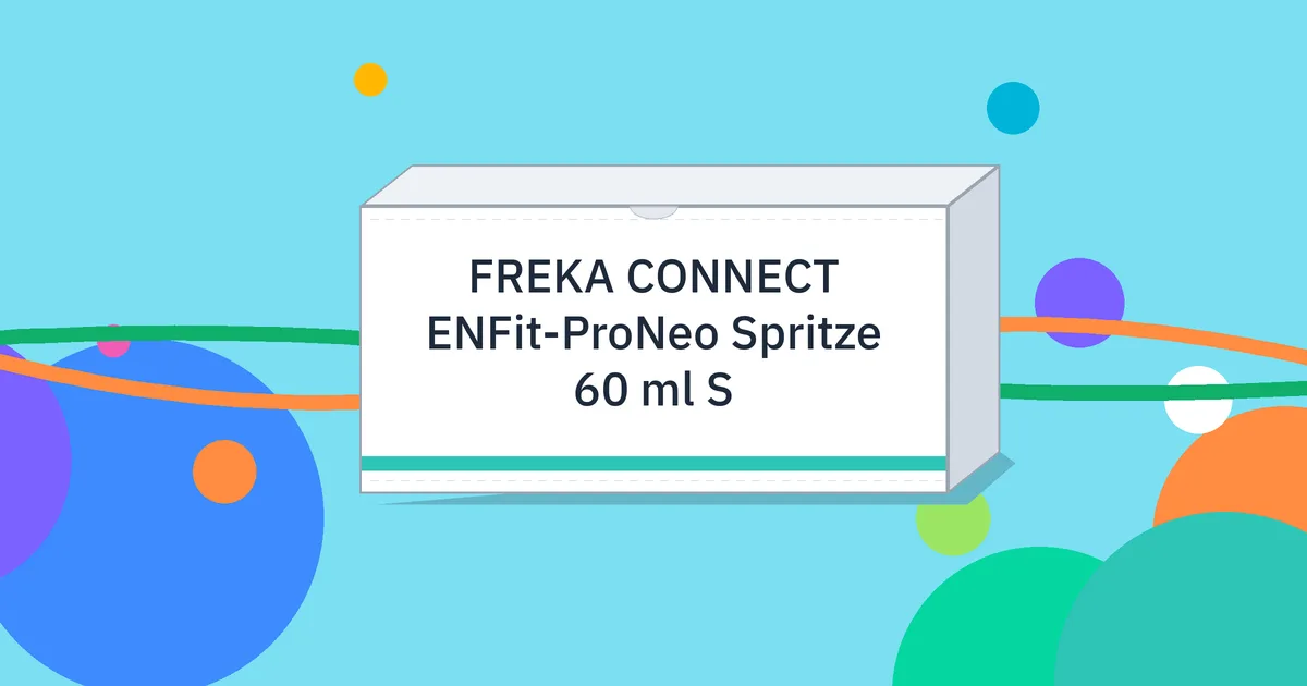 Symbolbild: Packung mit der Aufschrift FREKA CONNECT ENFit-ProNeo Spritze 60 ml S (PZN 11267002) – Verfügbarkeit und Bezug in Apotheken in Frankfurt am Main