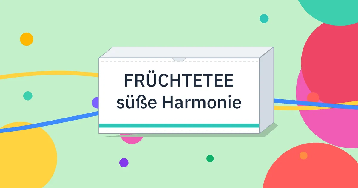 Symbolbild: Packung mit der Aufschrift FRÜCHTETEE süße Harmonie (PZN 15570720) – Verfügbarkeit und Bezug in Apotheken in Frankfurt am Main