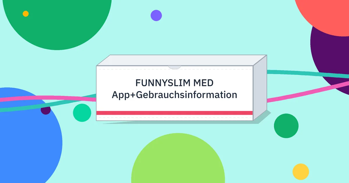 Symbolbild: Packung mit der Aufschrift FUNNYSLIM MED App+Gebrauchsinformation (PZN 11332774) – Verfügbarkeit und Bezug in Apotheken in Frankfurt am Main
