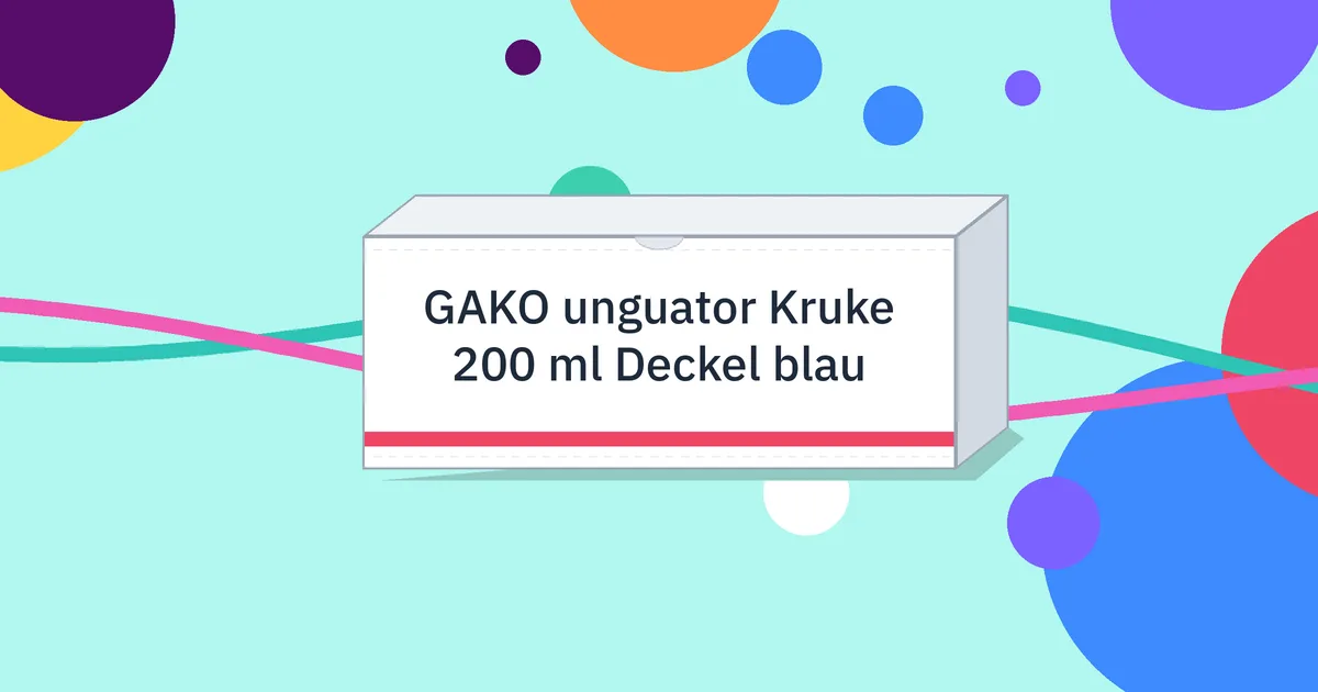 Symbolbild: Packung mit der Aufschrift GAKO unguator Kruke 200 ml Deckel blau (PZN 11603196) – Verfügbarkeit und Bezug in Apotheken in Frankfurt am Main