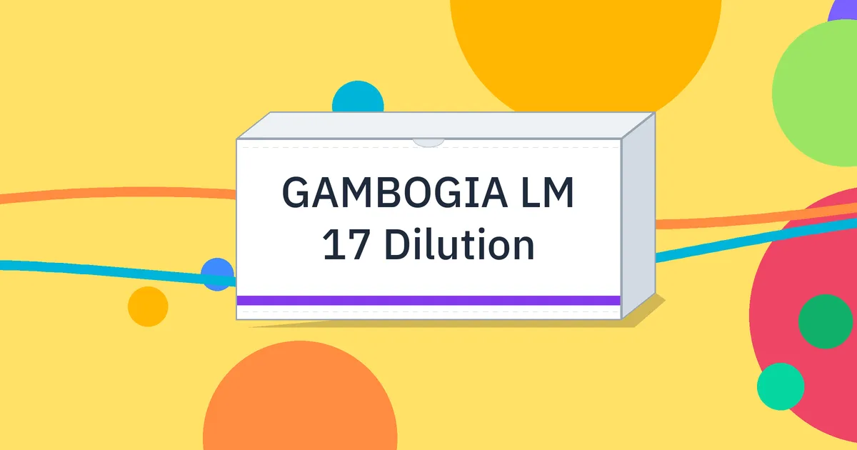Symbolbild: Packung mit der Aufschrift GAMBOGIA LM 17 Dilution (PZN 13498585) – Verfügbarkeit und Bezug in Apotheken in Frankfurt am Main