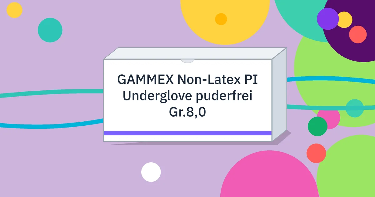 Symbolbild: Packung mit der Aufschrift GAMMEX Non-Latex PI Underglove puderfrei Gr.8,0 (PZN 11614780) – Verfügbarkeit und Bezug in Apotheken in Frankfurt am Main