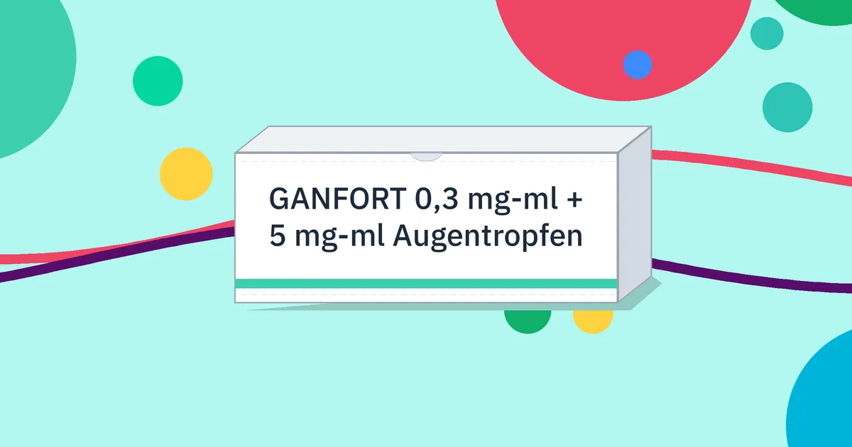 Symbolbild: Packung mit der Aufschrift GANFORT 0,3 mg-ml + 5 mg-ml Augentropfen (PZN 19739972) – Verfügbarkeit und Bezug in Apotheken in Frankfurt am Main