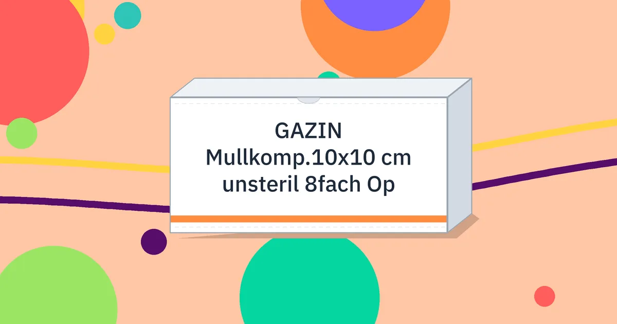 Symbolbild: Packung mit der Aufschrift GAZIN Mullkomp.10x10 cm unsteril 8fach Op (PZN 18413493) – Verfügbarkeit und Bezug in Apotheken in Frankfurt am Main