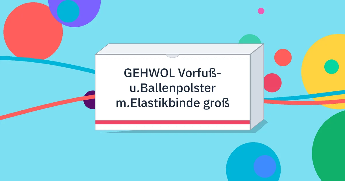 Symbolbild: Packung mit der Aufschrift GEHWOL Vorfuß- u.Ballenpolster m.Elastikbinde groß (PZN 14129252) – Verfügbarkeit und Bezug in Apotheken in Frankfurt am Main