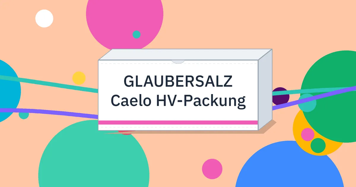 Symbolbild: Packung mit der Aufschrift GLAUBERSALZ Caelo HV-Packung (PZN 03394844) – Verfügbarkeit und Bezug in Apotheken in Frankfurt am Main