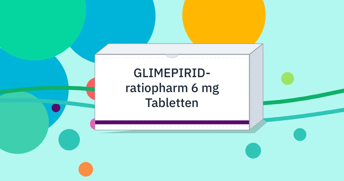 Symbolbild: Packung mit der Aufschrift GLIMEPIRID-ratiopharm 6 mg Tabletten (PZN 01054937) – Verfügbarkeit und Bezug in Apotheken in Frankfurt am Main