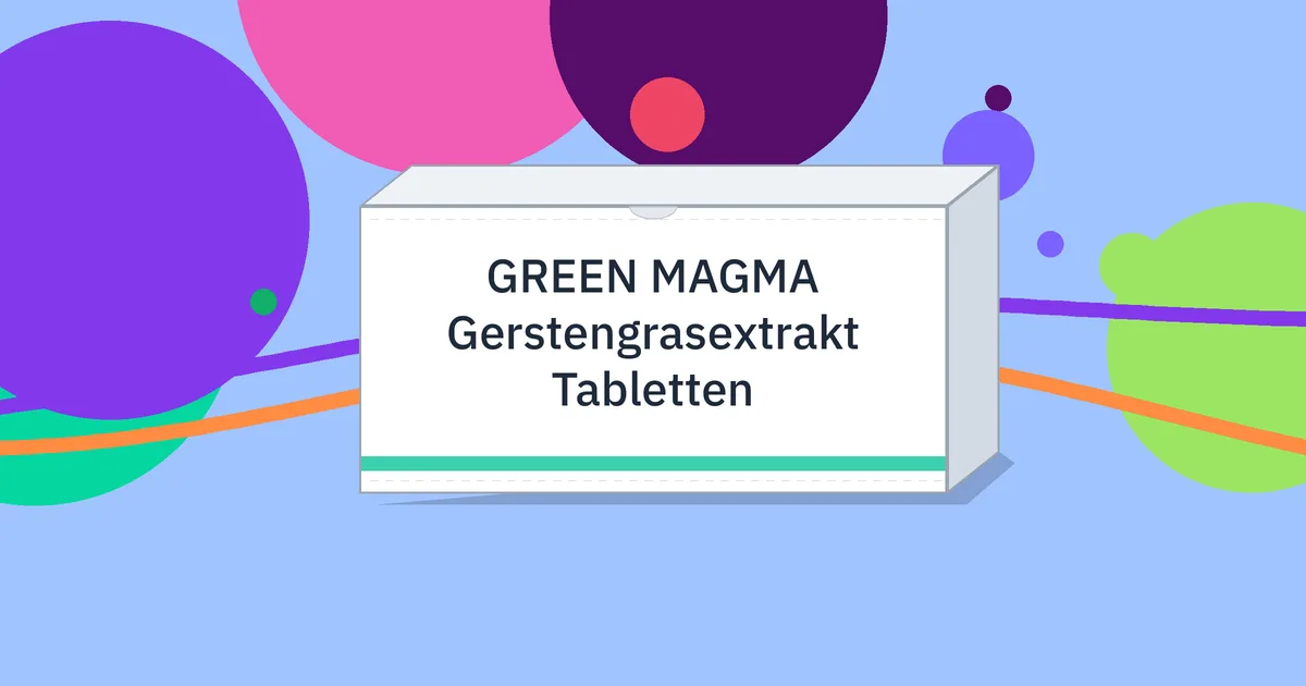 Symbolbild: Packung mit der Aufschrift GREEN MAGMA Gerstengrasextrakt Tabletten (PZN 06641160) – Verfügbarkeit und Bezug in Apotheken in Frankfurt am Main