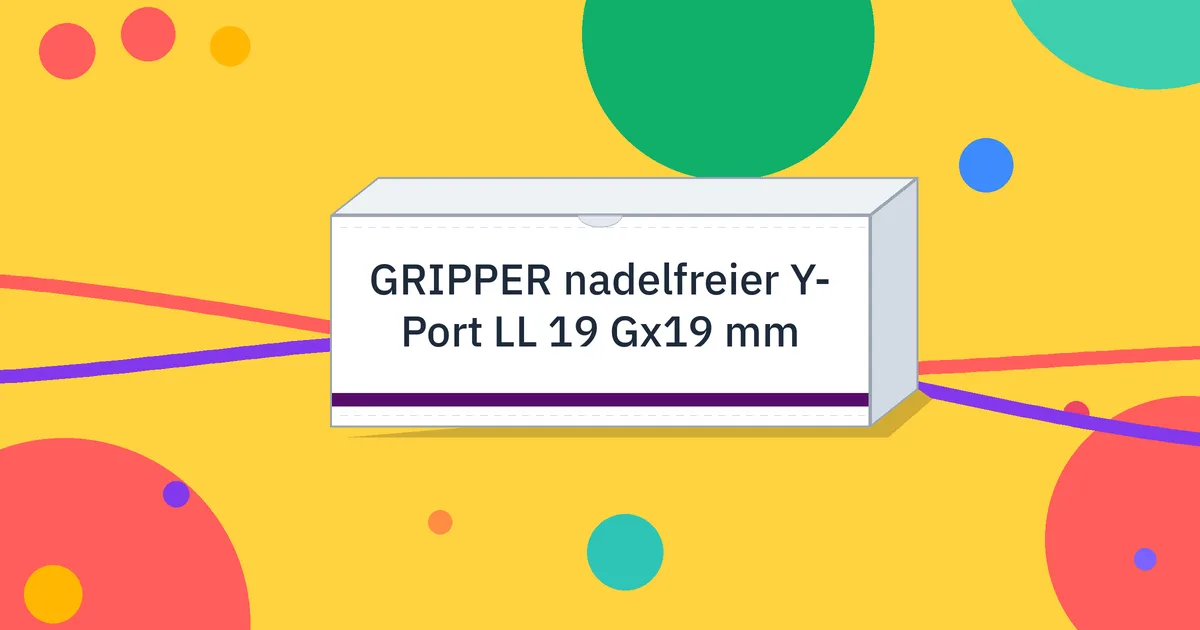 Symbolbild: Packung mit der Aufschrift GRIPPER nadelfreier Y-Port LL 19 Gx19 mm (PZN 09675403) – Verfügbarkeit und Bezug in Apotheken in Frankfurt am Main