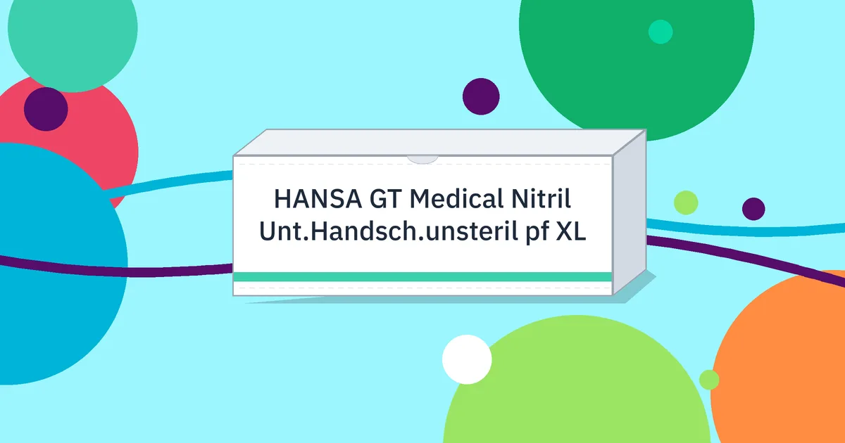 Symbolbild: Packung mit der Aufschrift HANSA GT Medical Nitril Unt.Handsch.unsteril pf XL (PZN 20769151) – Verfügbarkeit und Bezug in Apotheken in Frankfurt am Main