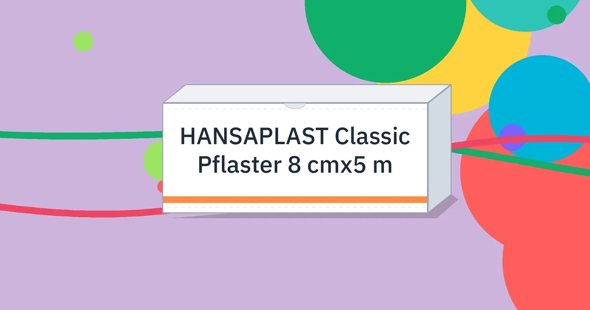 Symbolbild: Packung mit der Aufschrift HANSAPLAST Classic Pflaster 8 cmx5 m (PZN 18835372) – Verfügbarkeit und Bezug in Apotheken in Frankfurt am Main