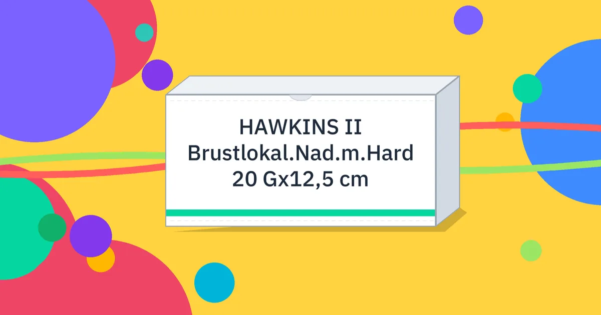 Symbolbild: Packung mit der Aufschrift HAWKINS II Brustlokal.Nad.m.Hard 20 Gx12,5 cm (PZN 06772198) – Verfügbarkeit und Bezug in Apotheken in Frankfurt am Main