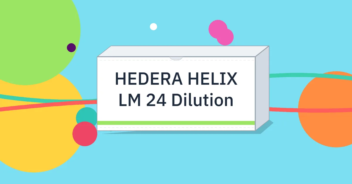Symbolbild: Packung mit der Aufschrift HEDERA HELIX LM 24 Dilution (PZN 12885481) – Verfügbarkeit und Bezug in Apotheken in Frankfurt am Main