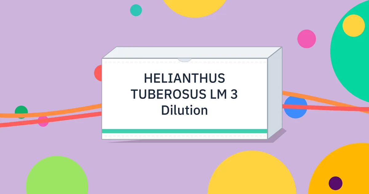 Symbolbild: Packung mit der Aufschrift HELIANTHUS TUBEROSUS LM 3 Dilution (PZN 13551517) – Verfügbarkeit und Bezug in Apotheken in Frankfurt am Main
