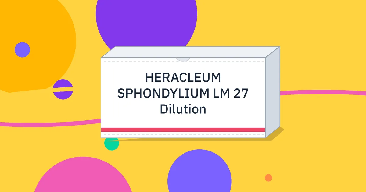Symbolbild: Packung mit der Aufschrift HERACLEUM SPHONDYLIUM LM 27 Dilution (PZN 13552741) – Verfügbarkeit und Bezug in Apotheken in Frankfurt am Main