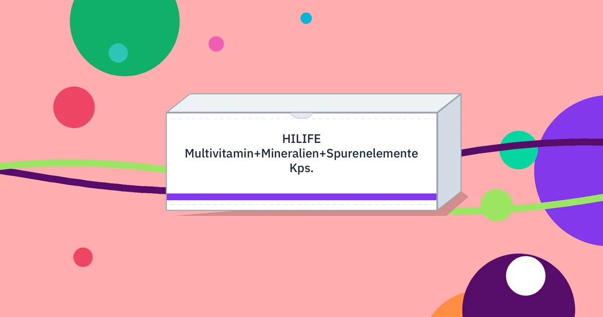 Symbolbild: Packung mit der Aufschrift HILIFE Multivitamin+Mineralien+Spurenelemente Kps. (PZN 18053505) – Verfügbarkeit und Bezug in Apotheken in Frankfurt am Main