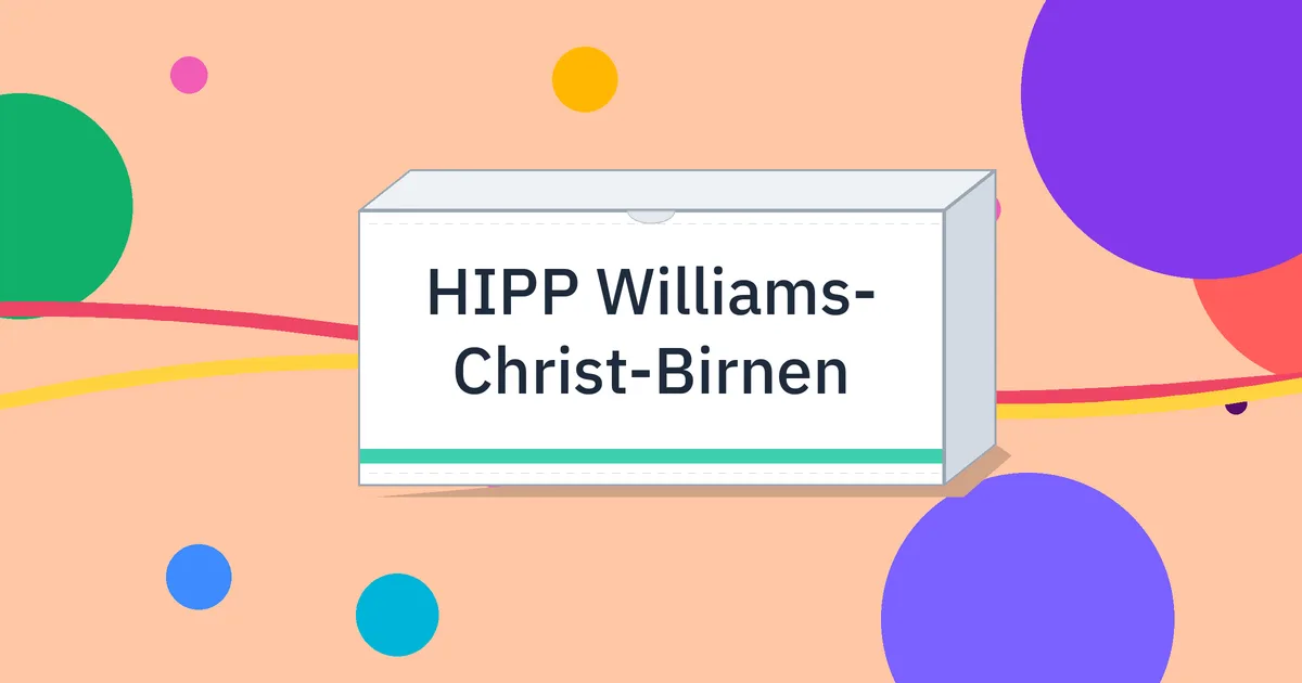 Symbolbild: Packung mit der Aufschrift HIPP Williams-Christ-Birnen (PZN 12772110) – Verfügbarkeit und Bezug in Apotheken in Frankfurt am Main