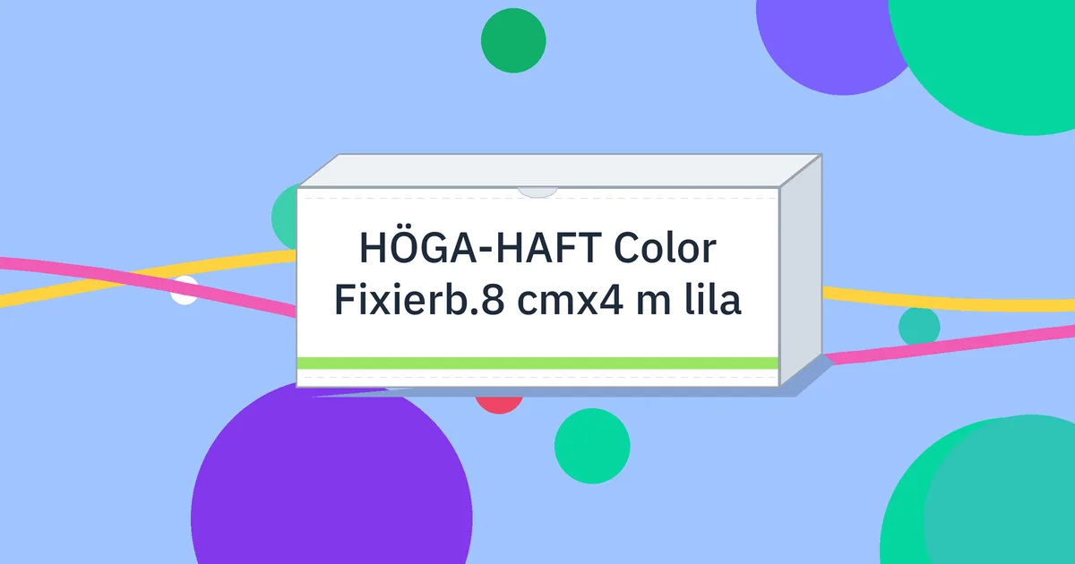 Symbolbild: Packung mit der Aufschrift HÖGA-HAFT Color Fixierb.8 cmx4 m lila (PZN 10933218) – Verfügbarkeit und Bezug in Apotheken in Frankfurt am Main