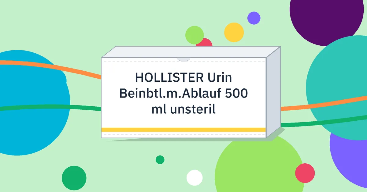 Symbolbild: Packung mit der Aufschrift HOLLISTER Urin Beinbtl.m.Ablauf 500 ml unsteril (PZN 00659992) – Verfügbarkeit und Bezug in Apotheken in Frankfurt am Main