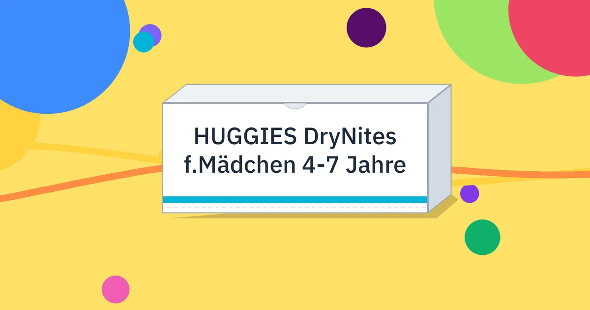 Symbolbild: Packung mit der Aufschrift HUGGIES DryNites f.Mädchen 4-7 Jahre (PZN 01248630) – Verfügbarkeit und Bezug in Apotheken in Frankfurt am Main