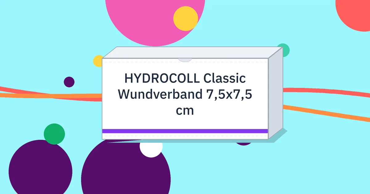 Symbolbild: Packung mit der Aufschrift HYDROCOLL Classic Wundverband 7,5x7,5 cm (PZN 20124164) – Verfügbarkeit und Bezug in Apotheken in Frankfurt am Main