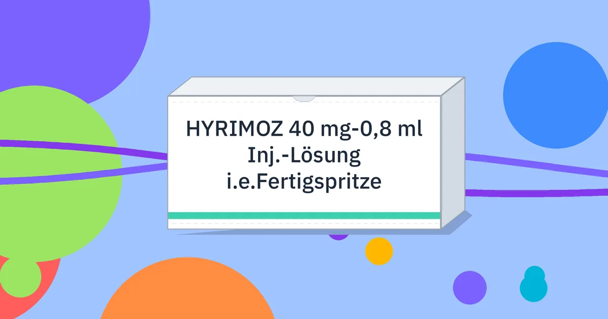 Symbolbild: Packung mit der Aufschrift HYRIMOZ 40 mg-0,8 ml Inj.-Lösung i.e.Fertigspritze (PZN 16018491) – Verfügbarkeit und Bezug in Apotheken in Frankfurt am Main