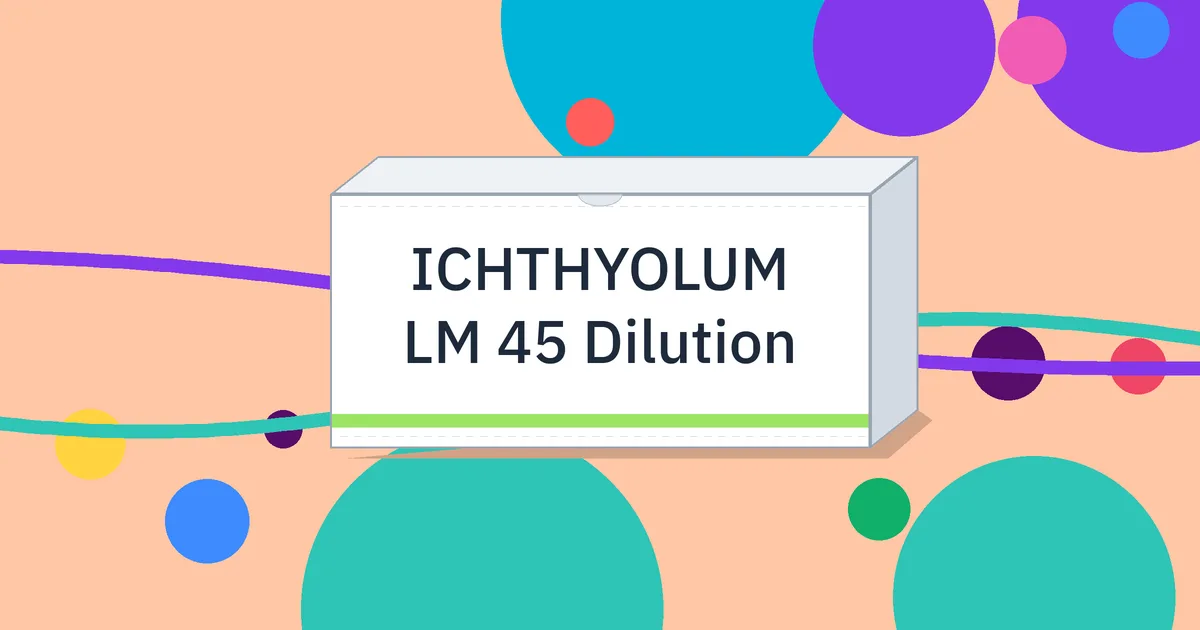 Symbolbild: Packung mit der Aufschrift ICHTHYOLUM LM 45 Dilution (PZN 13558844) – Verfügbarkeit und Bezug in Apotheken in Frankfurt am Main