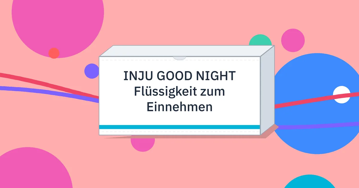 Symbolbild: Packung mit der Aufschrift INJU GOOD NIGHT Flüssigkeit zum Einnehmen (PZN 20912683) – Verfügbarkeit und Bezug in Apotheken in Frankfurt am Main