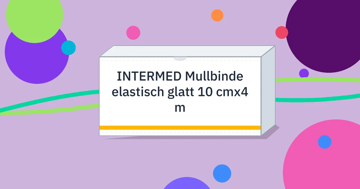 Symbolbild: Packung mit der Aufschrift INTERMED Mullbinde elastisch glatt 10 cmx4 m (PZN 02553186) – Verfügbarkeit und Bezug in Apotheken in Frankfurt am Main