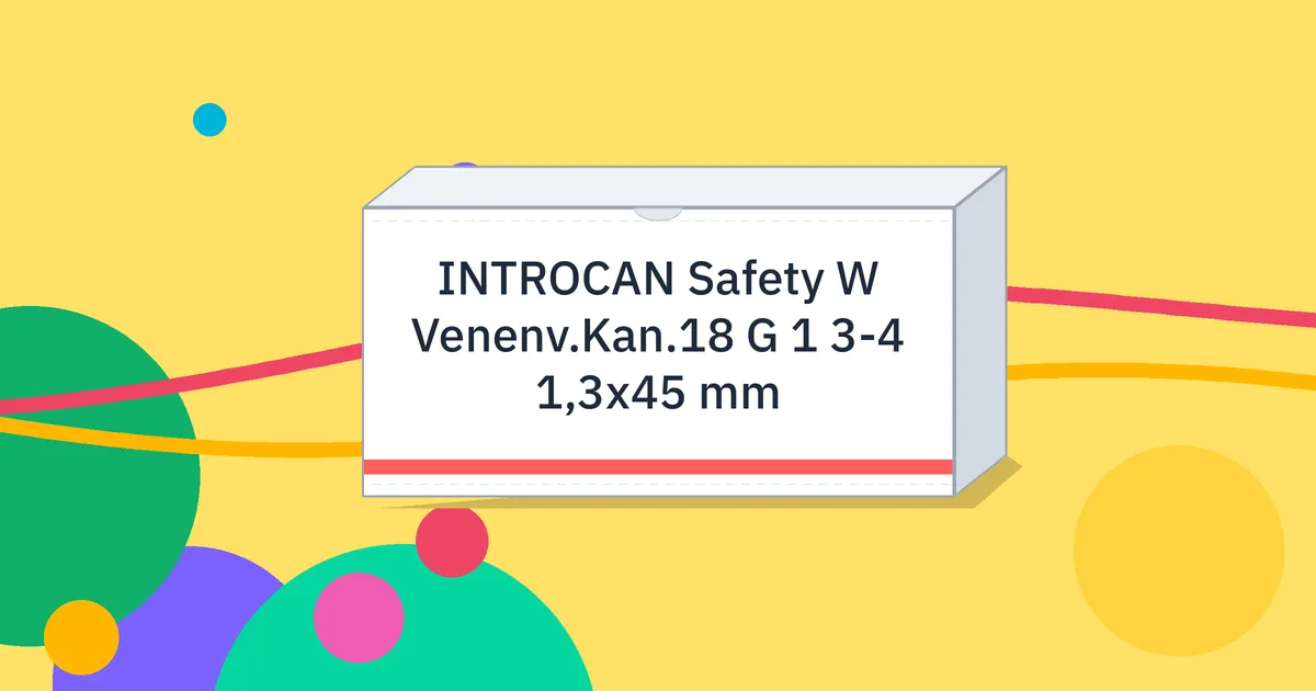 Symbolbild: Packung mit der Aufschrift INTROCAN Safety W Venenv.Kan.18 G 1 3-4 1,3x45 mm (PZN 04095813) – Verfügbarkeit und Bezug in Apotheken in Frankfurt am Main