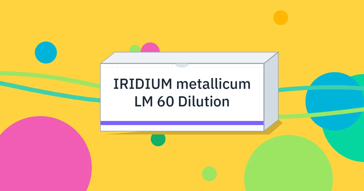 Symbolbild: Packung mit der Aufschrift IRIDIUM metallicum LM 60 Dilution (PZN 12913697) – Verfügbarkeit und Bezug in Apotheken in Frankfurt am Main