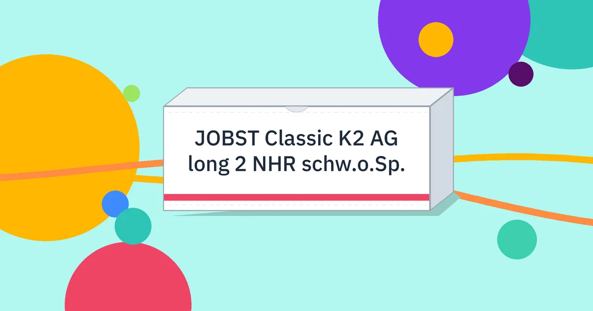 Symbolbild: Packung mit der Aufschrift JOBST Classic K2 AG long 2 NHR schw.o.Sp. (PZN 10726608) – Verfügbarkeit und Bezug in Apotheken in Frankfurt am Main