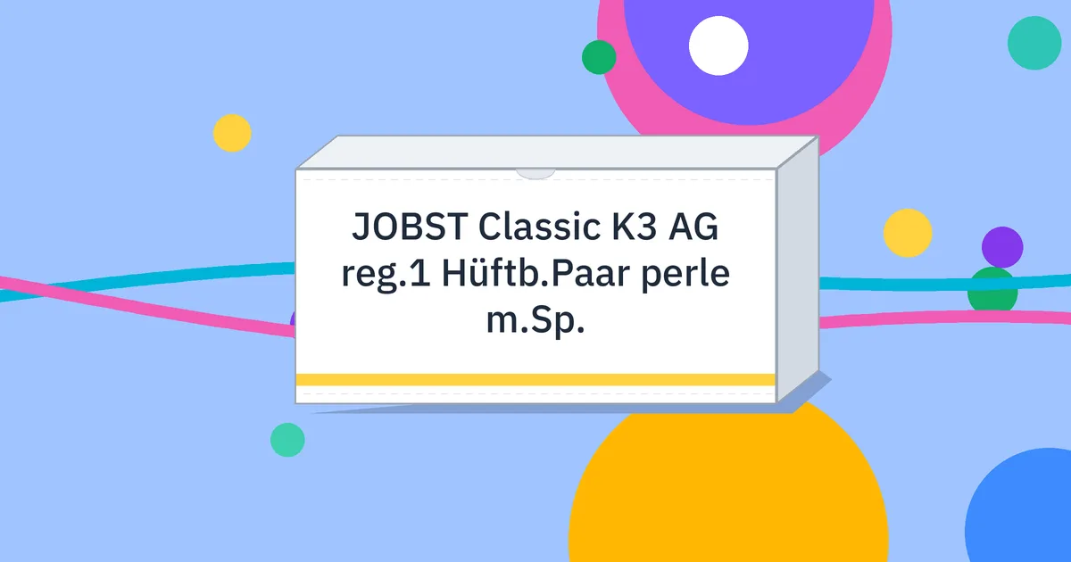 Symbolbild: Packung mit der Aufschrift JOBST Classic K3 AG reg.1 Hüftb.Paar perle m.Sp. (PZN 13075755) – Verfügbarkeit und Bezug in Apotheken in Frankfurt am Main