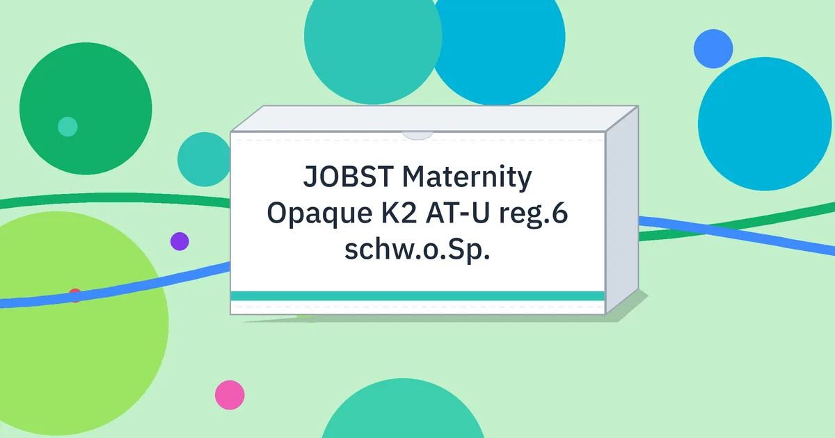 Symbolbild: Packung mit der Aufschrift JOBST Maternity Opaque K2 AT-U reg.6 schw.o.Sp. (PZN 15854038) – Verfügbarkeit und Bezug in Apotheken in Frankfurt am Main