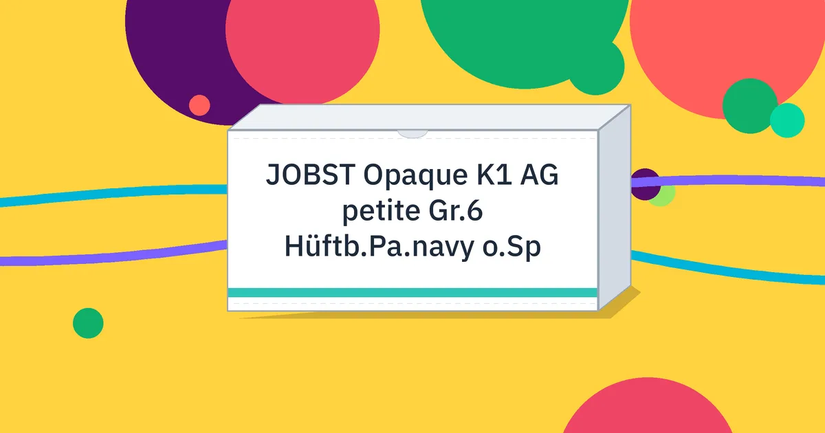 Symbolbild: Packung mit der Aufschrift JOBST Opaque K1 AG petite Gr.6 Hüftb.Pa.navy o.Sp (PZN 13098762) – Verfügbarkeit und Bezug in Apotheken in Frankfurt am Main