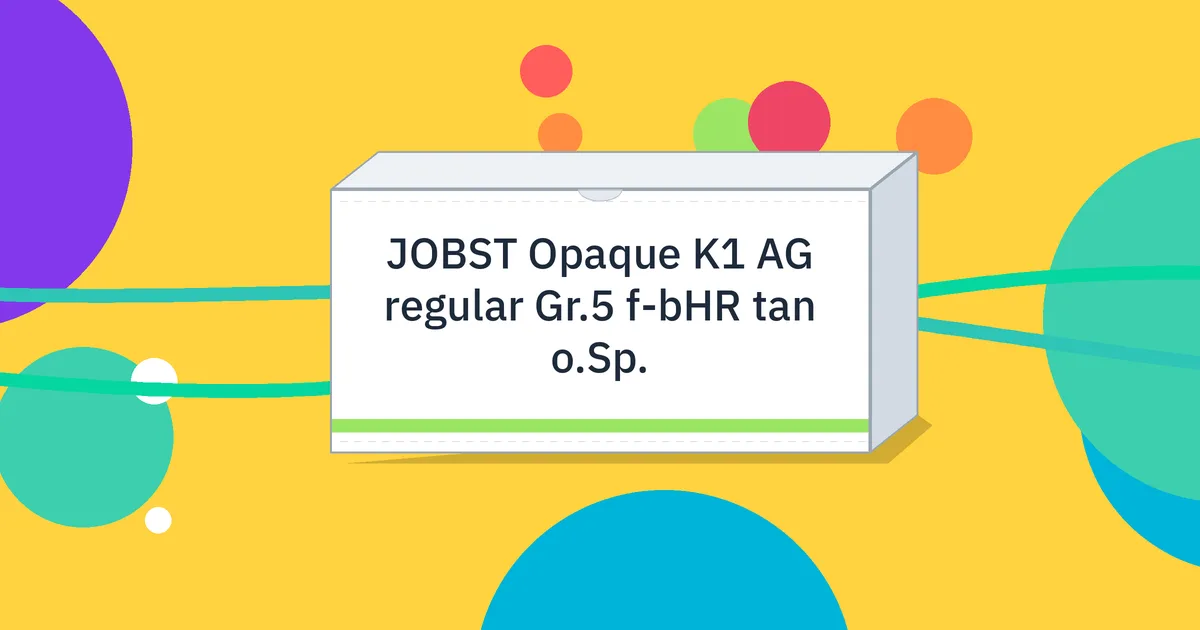 Symbolbild: Packung mit der Aufschrift JOBST Opaque K1 AG regular Gr.5 f-bHR tan o.Sp. (PZN 16266065) – Verfügbarkeit und Bezug in Apotheken in Frankfurt am Main