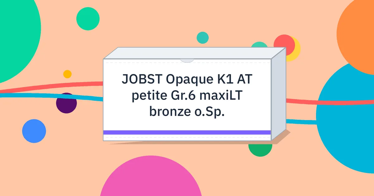 Symbolbild: Packung mit der Aufschrift JOBST Opaque K1 AT petite Gr.6 maxiLT bronze o.Sp. (PZN 13103109) – Verfügbarkeit und Bezug in Apotheken in Frankfurt am Main