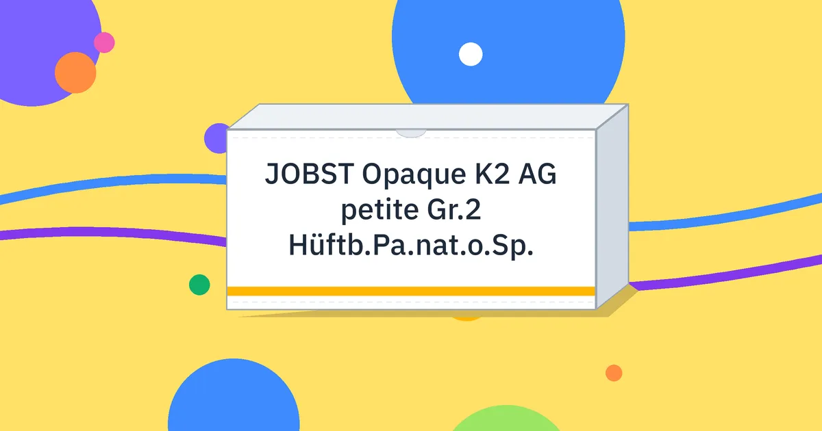 Symbolbild: Packung mit der Aufschrift JOBST Opaque K2 AG petite Gr.2 Hüftb.Pa.nat.o.Sp. (PZN 13114751) – Verfügbarkeit und Bezug in Apotheken in Frankfurt am Main