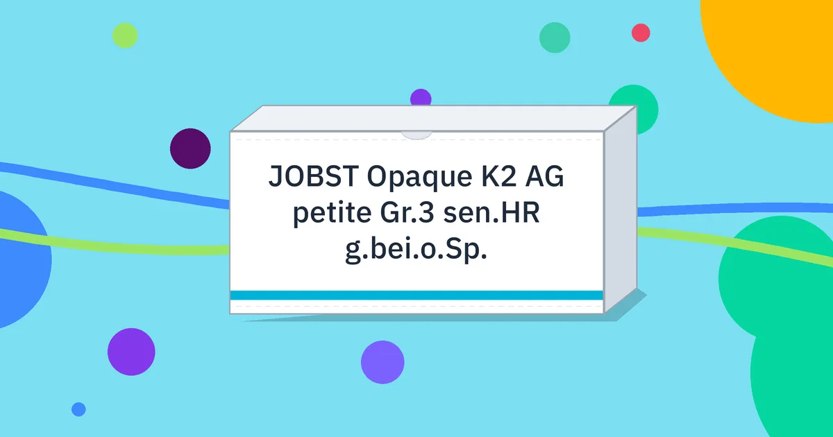 Symbolbild: Packung mit der Aufschrift JOBST Opaque K2 AG petite Gr.3 sen.HR g.bei.o.Sp. (PZN 16284152) – Verfügbarkeit und Bezug in Apotheken in Frankfurt am Main