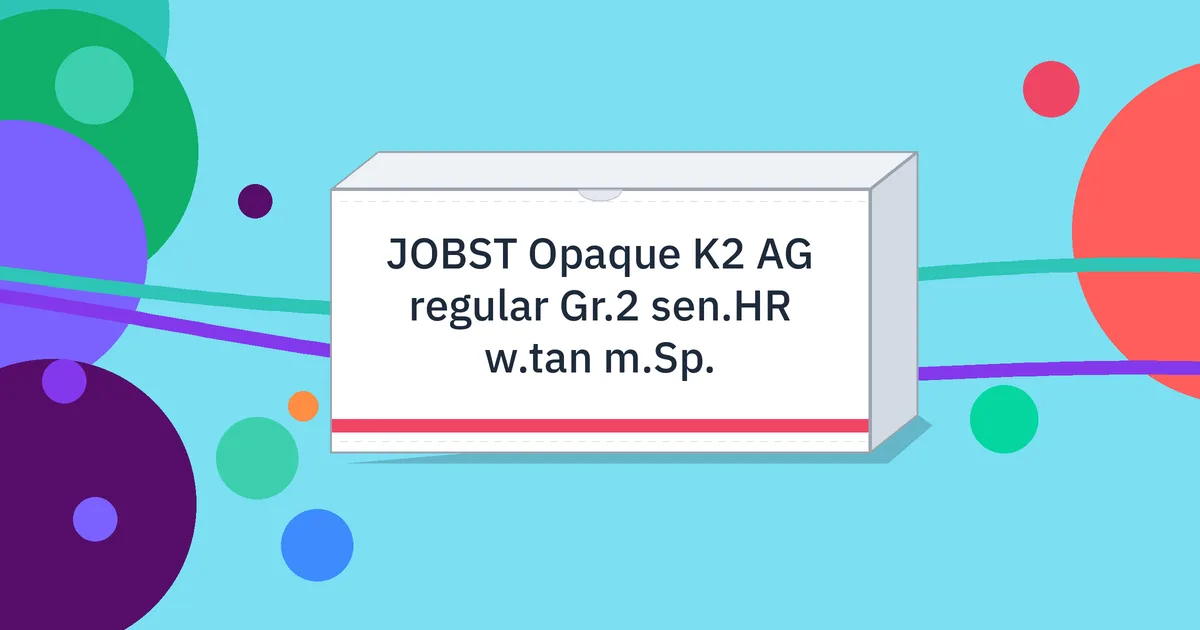Symbolbild: Packung mit der Aufschrift JOBST Opaque K2 AG regular Gr.2 sen.HR w.tan m.Sp. (PZN 16281604) – Verfügbarkeit und Bezug in Apotheken in Frankfurt am Main