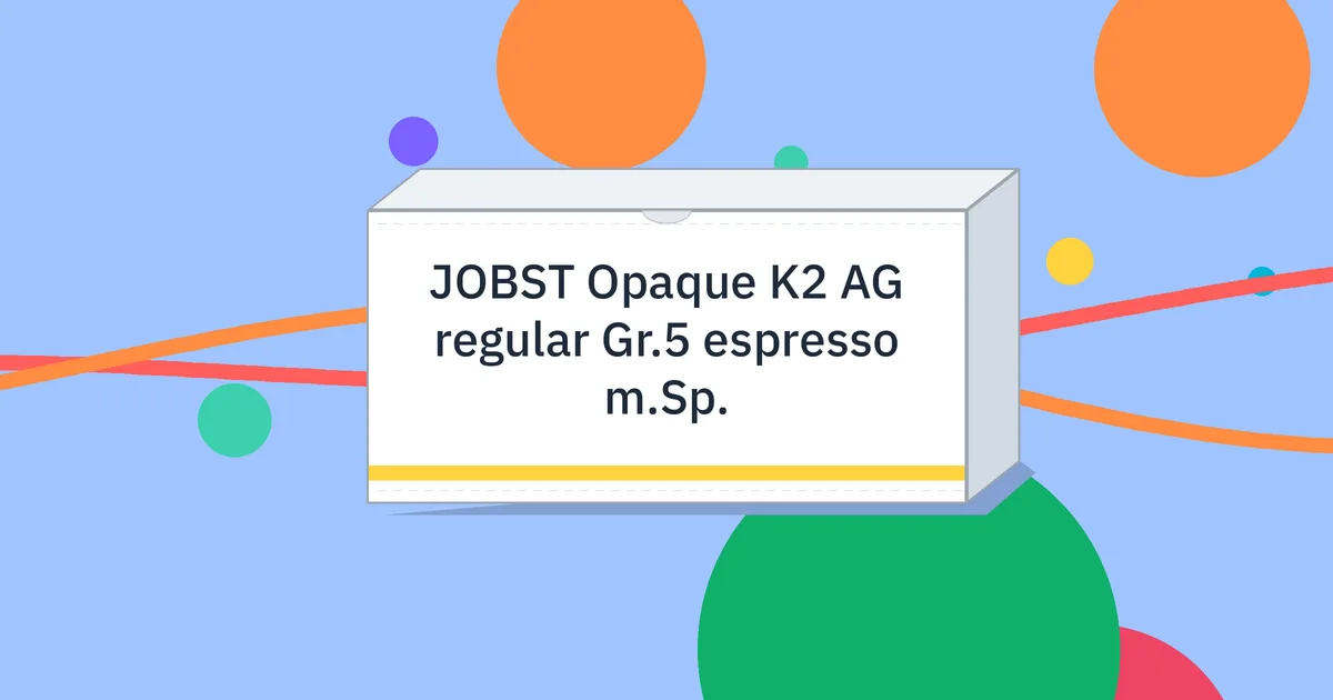 Symbolbild: Packung mit der Aufschrift JOBST Opaque K2 AG regular Gr.5 espresso m.Sp. (PZN 16282035) – Verfügbarkeit und Bezug in Apotheken in Frankfurt am Main