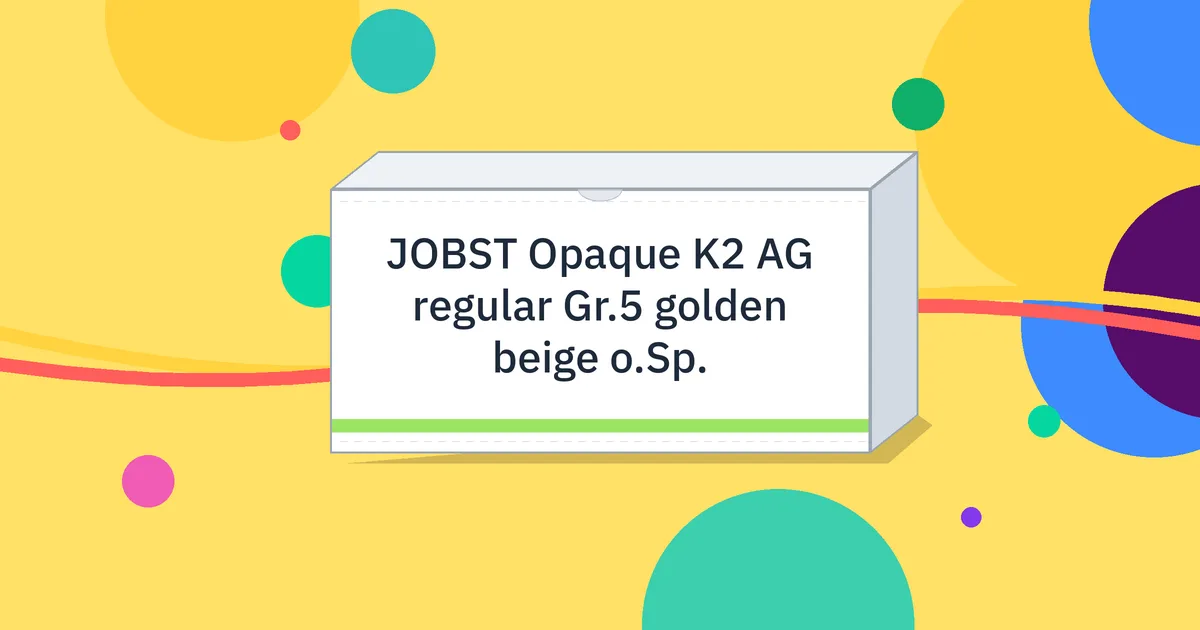 Symbolbild: Packung mit der Aufschrift JOBST Opaque K2 AG regular Gr.5 golden beige o.Sp. (PZN 16280266) – Verfügbarkeit und Bezug in Apotheken in Frankfurt am Main