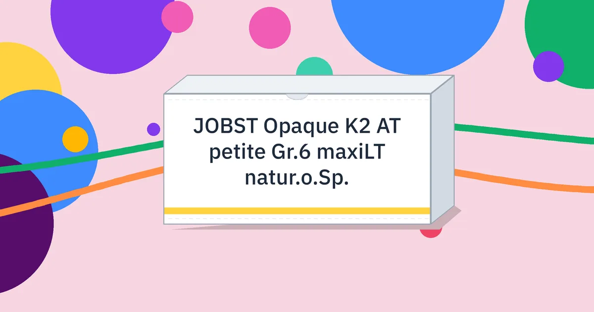 Symbolbild: Packung mit der Aufschrift JOBST Opaque K2 AT petite Gr.6 maxiLT natur.o.Sp. (PZN 13119257) – Verfügbarkeit und Bezug in Apotheken in Frankfurt am Main