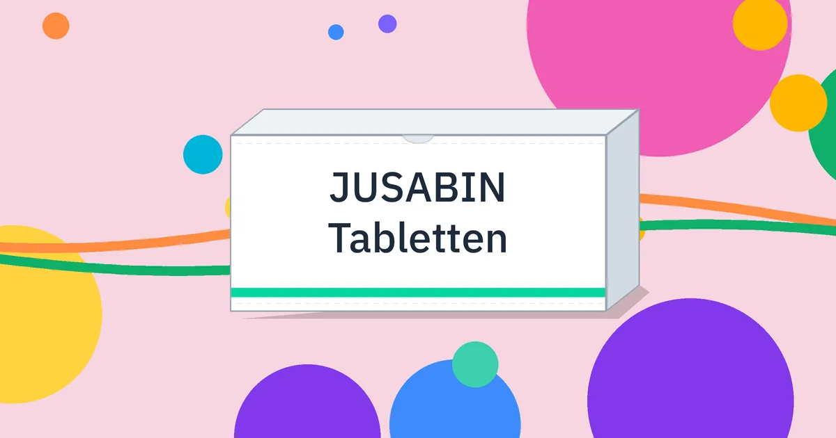 Symbolbild: Packung mit der Aufschrift JUSABIN Tabletten (PZN 15634093) – Verfügbarkeit und Bezug in Apotheken in Frankfurt am Main