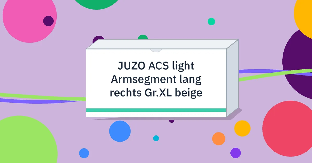 Symbolbild: Packung mit der Aufschrift JUZO ACS light Armsegment lang rechts Gr.XL beige (PZN 13891779) – Verfügbarkeit und Bezug in Apotheken in Frankfurt am Main
