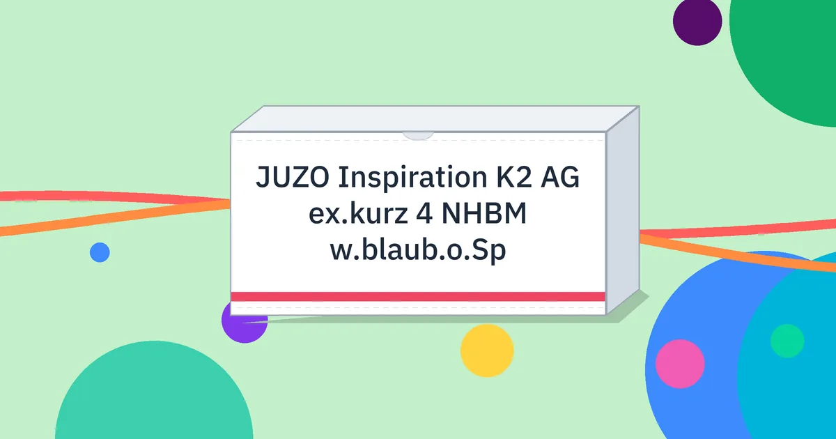 Symbolbild: Packung mit der Aufschrift JUZO Inspiration K2 AG ex.kurz 4 NHBM w.blaub.o.Sp (PZN 14963535) – Verfügbarkeit und Bezug in Apotheken in Frankfurt am Main