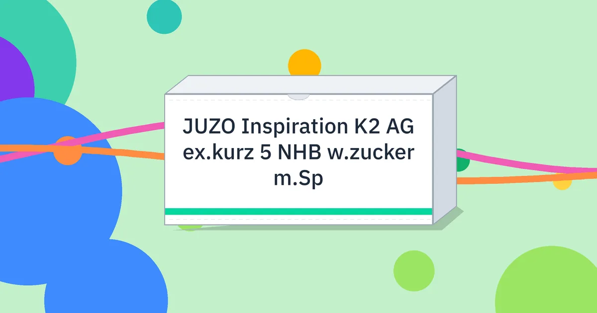 Symbolbild: Packung mit der Aufschrift JUZO Inspiration K2 AG ex.kurz 5 NHB w.zucker m.Sp (PZN 14964960) – Verfügbarkeit und Bezug in Apotheken in Frankfurt am Main